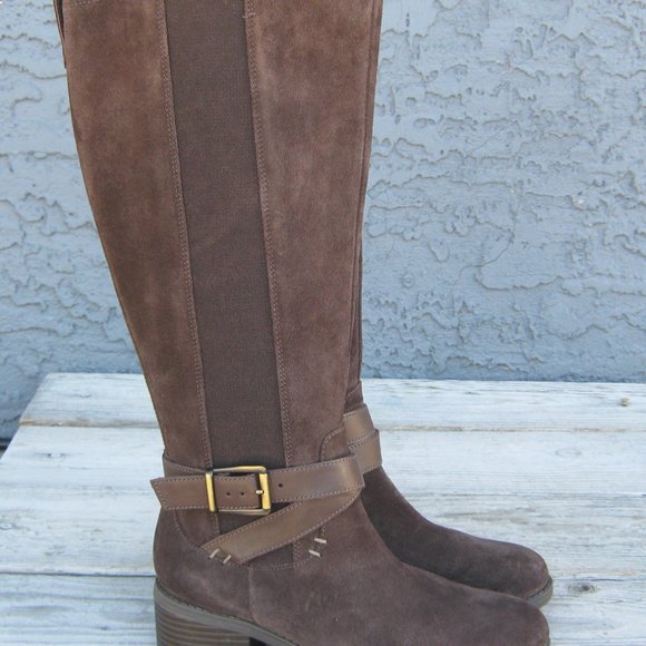 Clarks | Shoes | Clarks Brown Suede Nubuck Belted Knee Boots Brown 55m ...